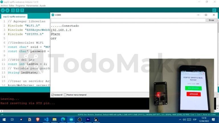 Montar un servidor web en el ESP32 con ESPAsyncWebServer y SPIFFS - TodoMaker